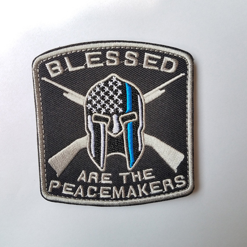 BLESSED ARE THE PEACEMAKERS BLUE LIEN USA FLAG HOOK&LOOP PATCH BADGE ...