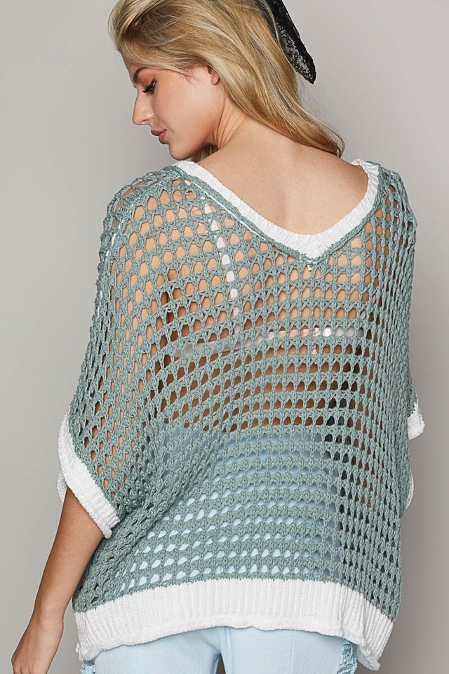 Open Crochet Oversized Peace Sign Sweater - POL | eBay