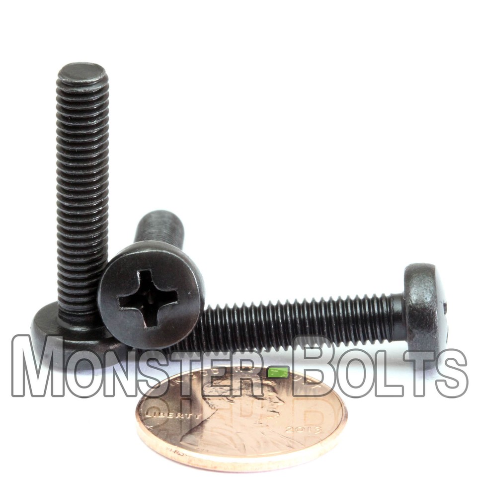 M5 / 5mm Phillips Pan Head Machine Screws, Steel, Black Oxide, DIN ...