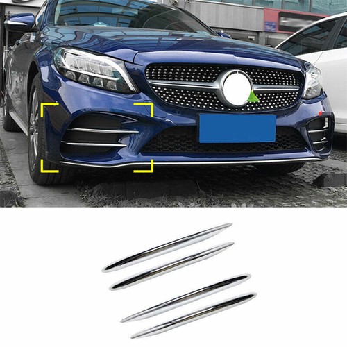 ABS Silver Front Bumper Lip Spoiler Fins Canards For Benz C-Class W205 ...