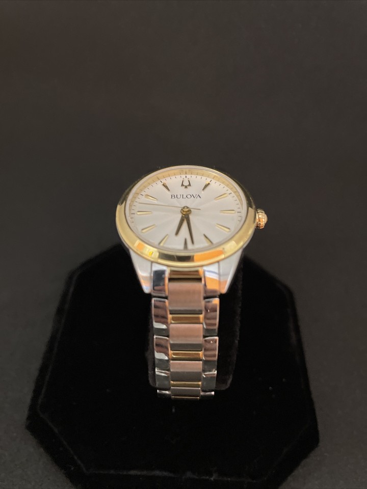 Bulova Women's Watch 98L277 Quartz Silver Dial Two Tone White Band ...