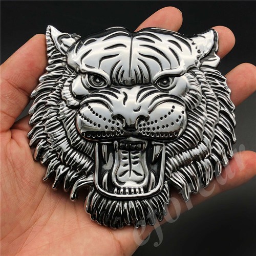 3D Big Chrome Metal Tiger Head Car Trunk Rear Side Emblem Badge Decal ...