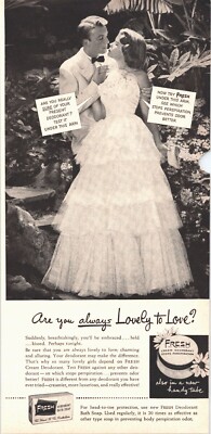 Fresh Cream Deodorant, Bride and Groom, 1950 Today's Woman VTG Print Ad ...
