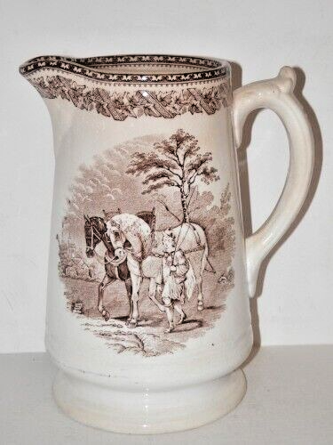 ROBERT COCHRAN & CO. GLASGOW "THE PLOUGH BOY" TRANSFERWARE PITCHER ...