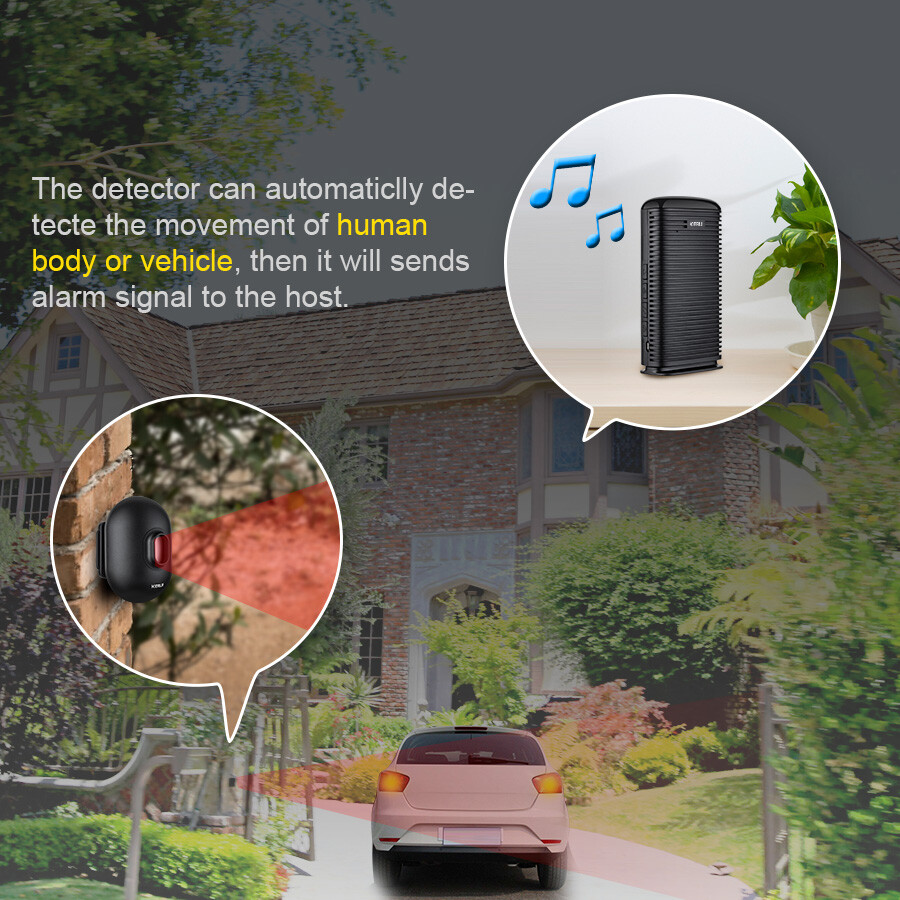 Home Security Alarm Long Range Wireless Driveway Alarm Outdoor Motion ...