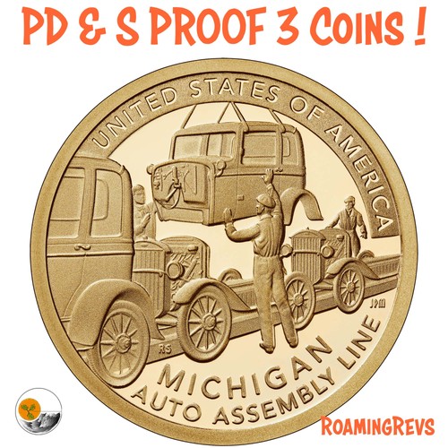 2025 PD & S *PROOF* MICHIGAN $1 Dollar US Automobile Worker-3 Coin Set ...