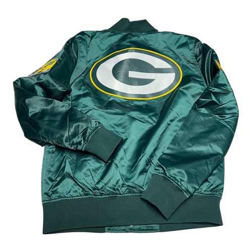 Pro Standard Green Bay Packers Satin Jacket Mens L Button Up Bomber NFL ...
