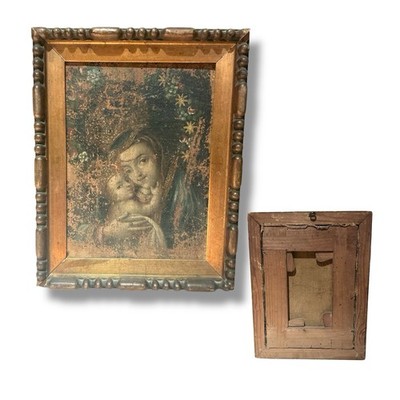 18th century oil on canvas painting russian ? catholic In Frame ...