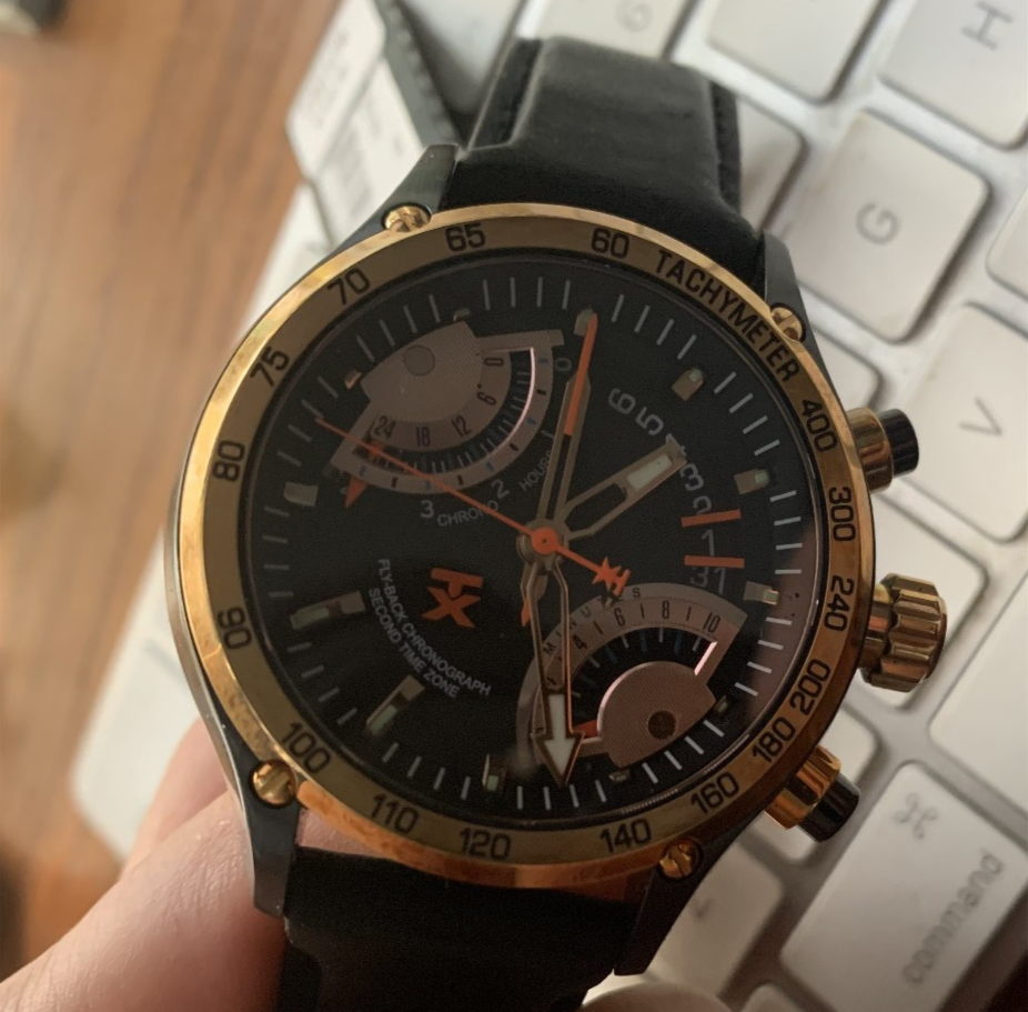 Technoluxury by TIMEX TX T3C178 Flyback Black Dial Rose Men's Leather ...