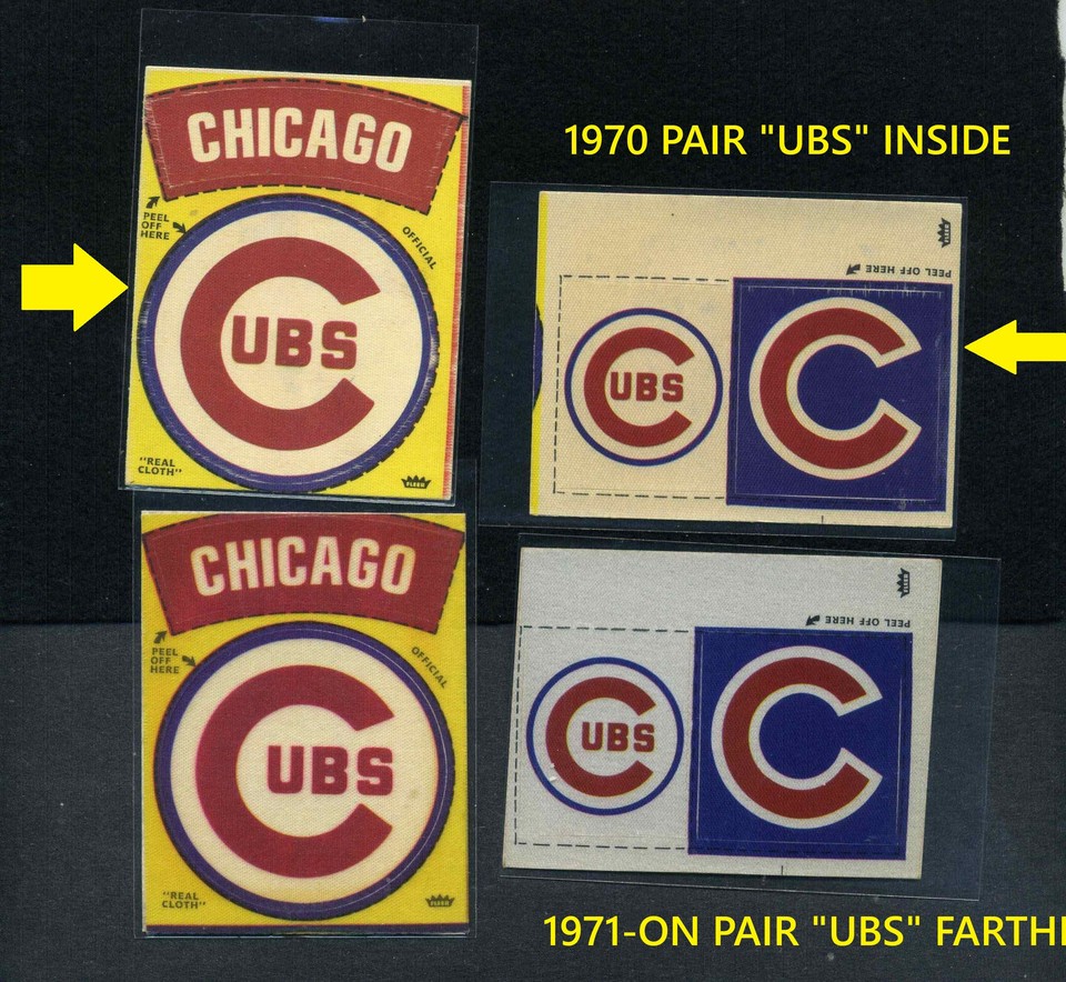 1970-1974--- 4 DIFF CHICAGO CUBS FLEER CLOTH PATCHES DIFFERENT "CUBS ...