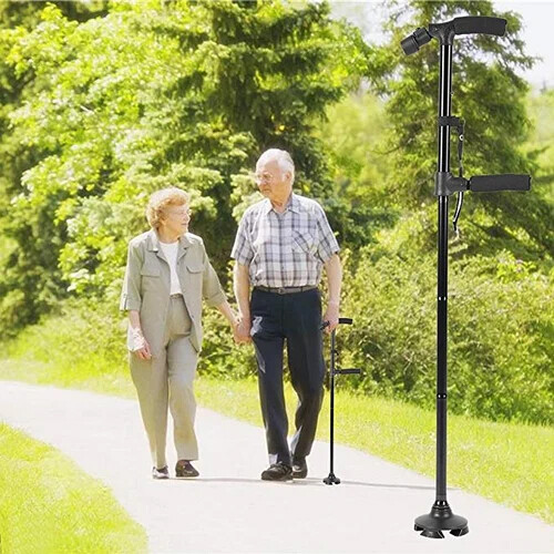 FOLDABLE WALKING STICK LED LIGHT DISABILITY ALUMINIUM DUTY CANE TORCH ...