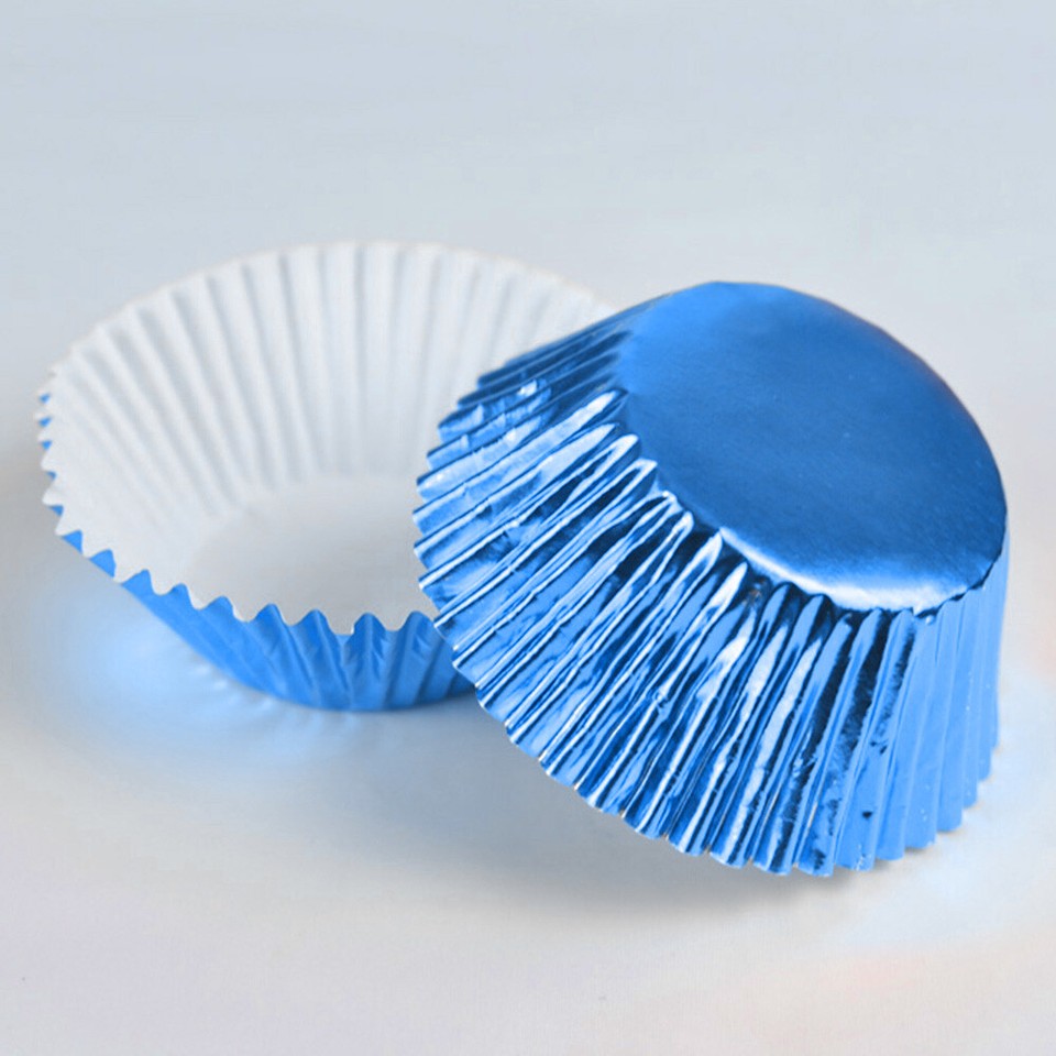 1000 Metallic Eye-Catching Blue Cupcake Liners for Bake Sales ...