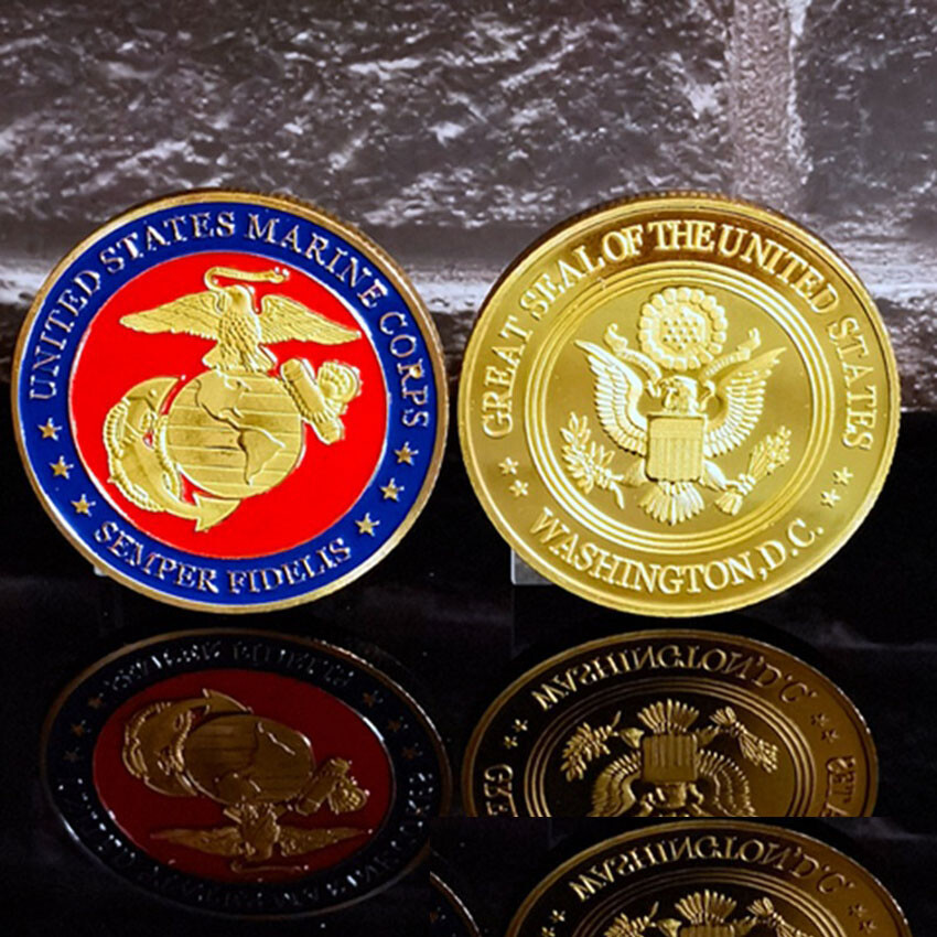 100PCS U.S.A Marine Corps Semper Fidelis Challenge Coin Militaria ...