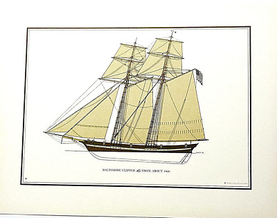 Sailing Through the Centuries Lithograph #16 Baltimore Clipper Ship ...