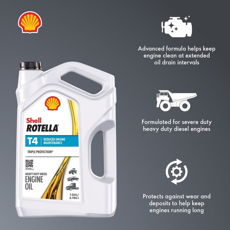 Shell Rotella T4 Triple Protection 15W-40 Diesel Engine Oil, 5 Gallon ...