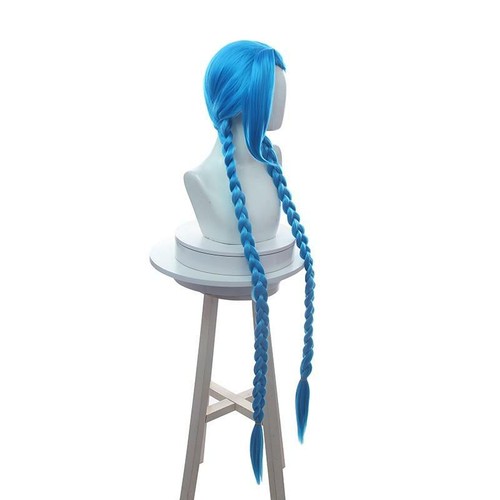 LOL Arcane Jinx Cosplay Wigs Women 130cm Long Blue Braided Synthetic ...