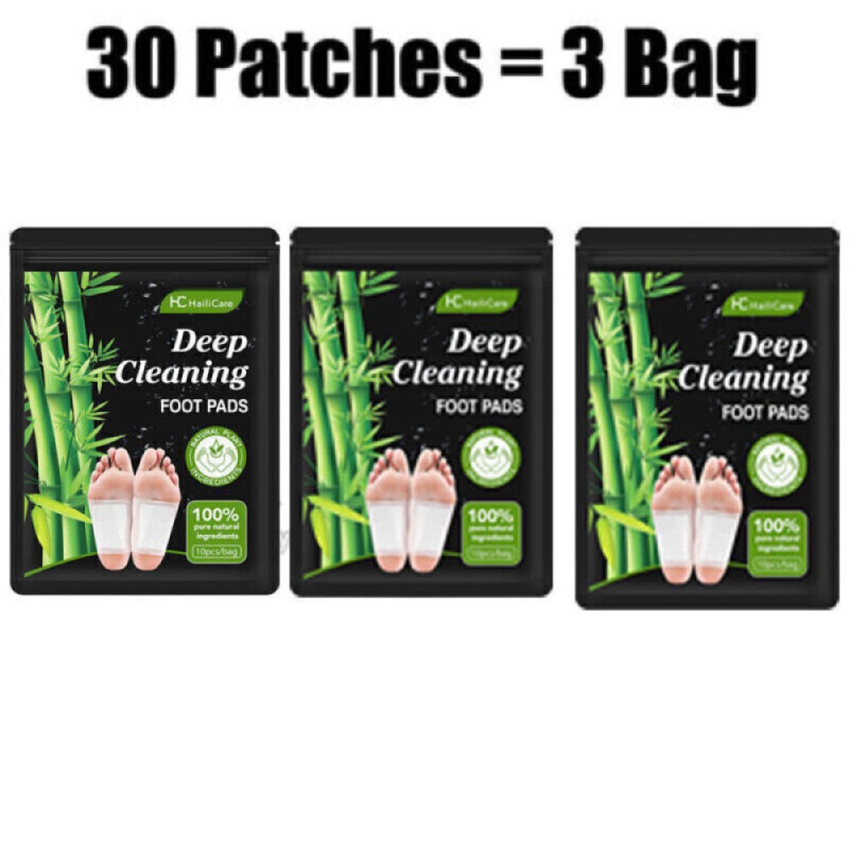 Bamboo Detox Foot Patches Pads Body Toxins Feet Deep Cleansing Natural ...