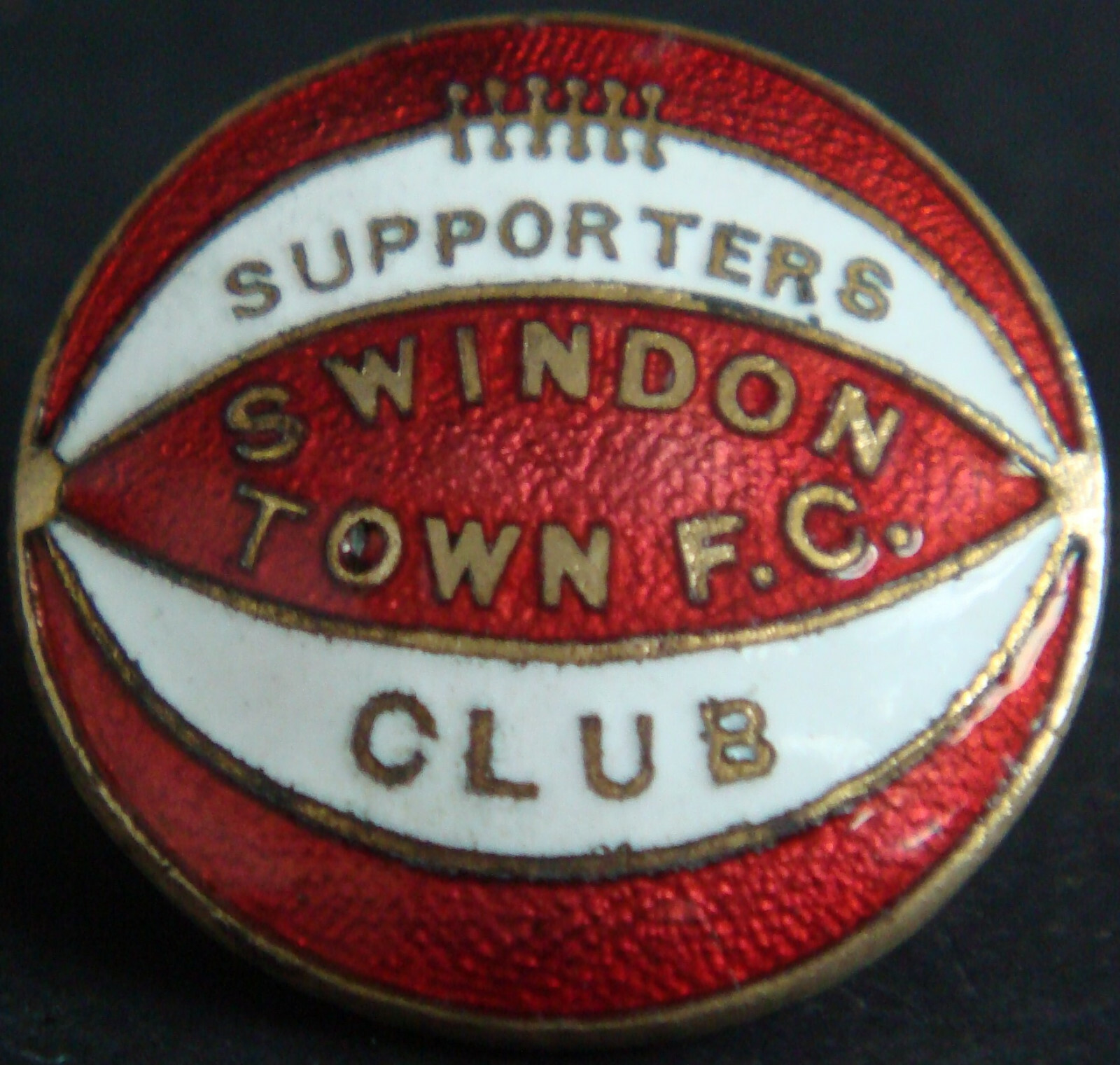 SWINDON TOWN FC Vintage SUPPORTERS CLUB Badge Brooch pin In gilt 22mm ...