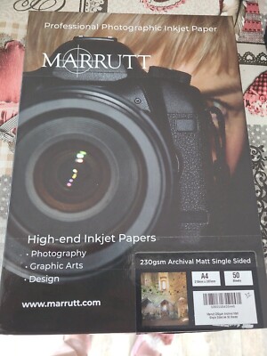 MARRUTT PROFESSIONAL PHOTOGRAPHIC Matt Ink Paper WHITE A4-25 Sheets ...