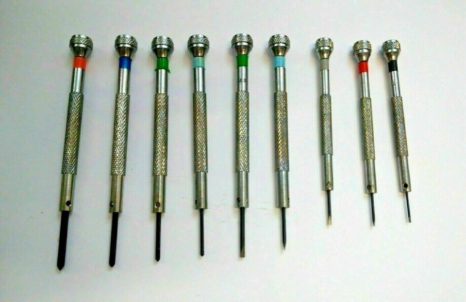Anchor Watchmakers Screwdrivers Pack of 9 Slot & Philips Watch Repairs ...