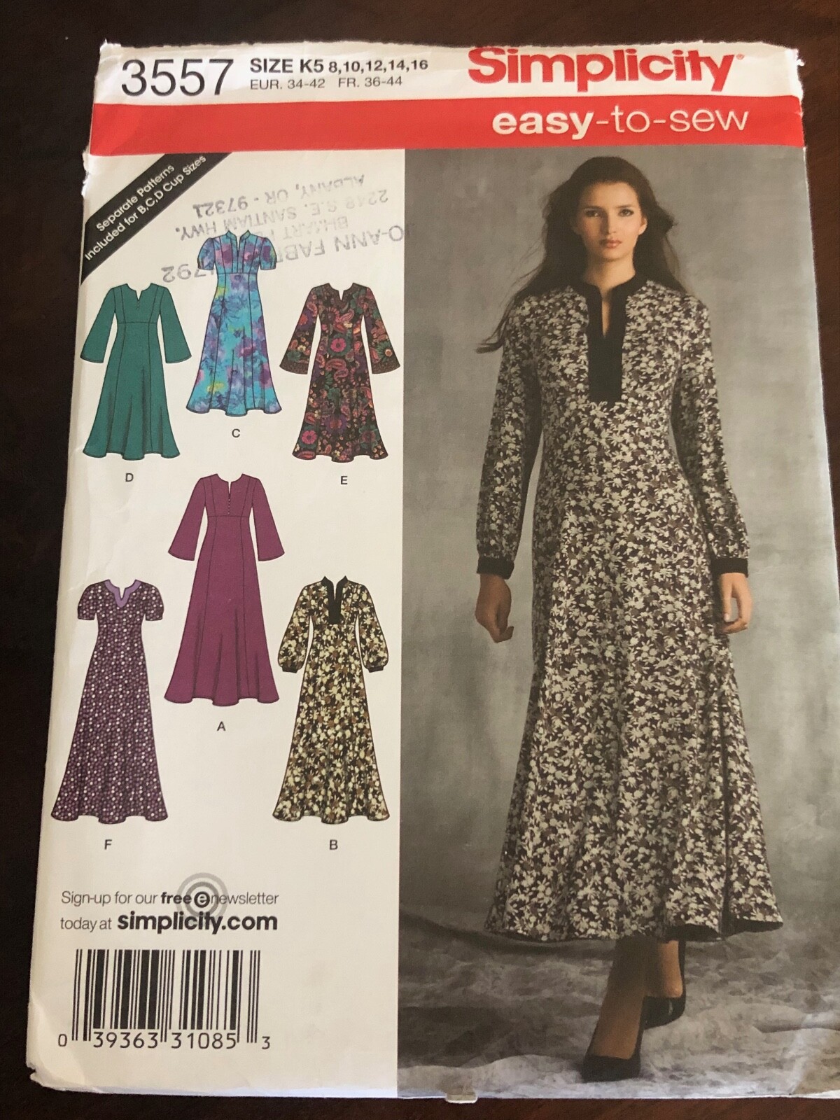 🌻 SIMPLICITY #3557 - LADIES EASY DAY or EVENING PULLOVER DRESS PATTERN ...