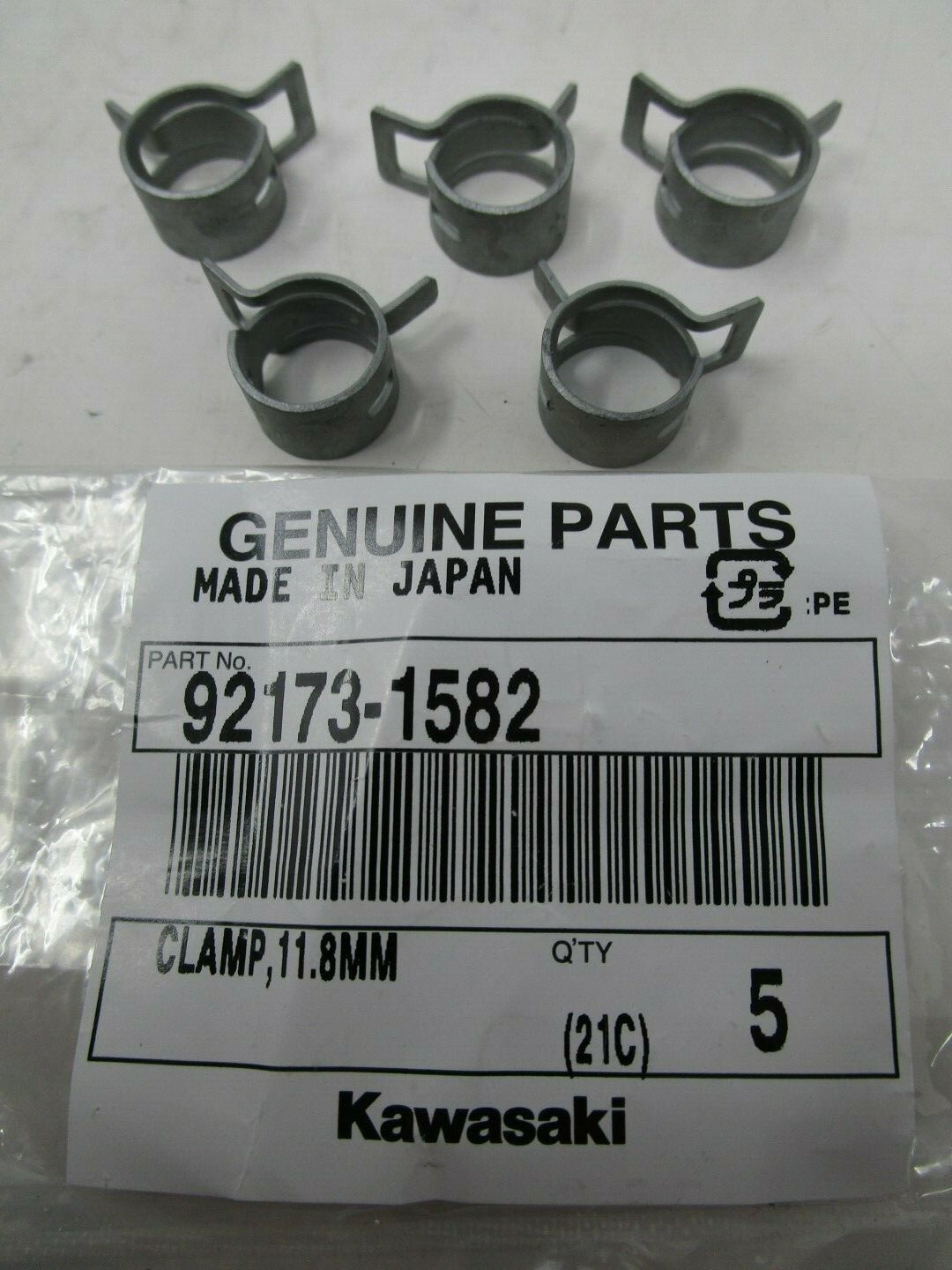 5 Genuine Kawasaki 92173-1582 Hose Clamps 11.8MM FH721D FR651D FR691V ...