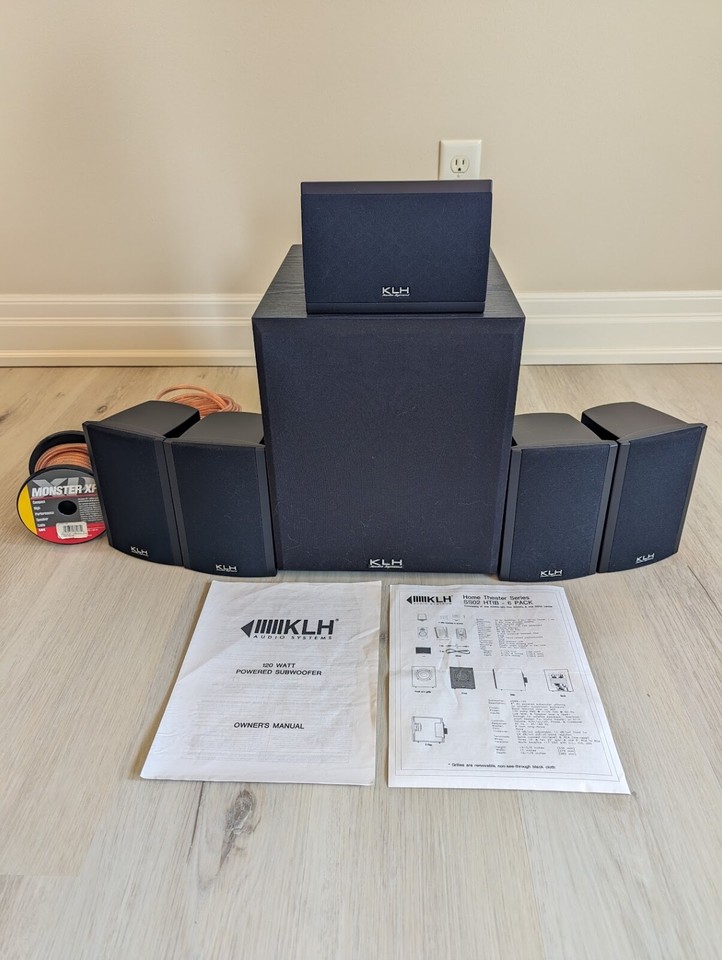 KLH SS02-HTIB 100W 6-Piece Home Theater Speaker System with 8" 120W ...
