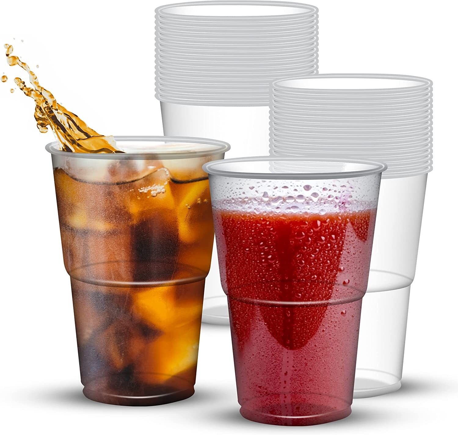 Half Pint Plastic Cups – Pack of 50, Strong Disposable Cups (350ml ...
