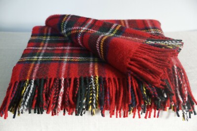Red Royal Steward Tartan Bronte By Moon Highland Tweed Wool Throw ...