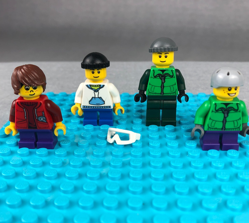 LEGO TOWN CITY Minifigure Mixed Lot x 4 Skier Snow-Boarder Boy Man ...