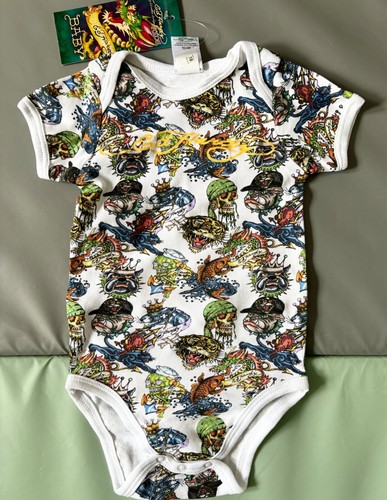 New ED HARDY Baby Boy Girls Bodysuit Y2K Vintage AOP Gift 6 9 Months ...