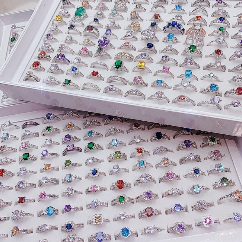 Wholesale Colorful Zircon Crystal Mixed Rings Bulk Finger Band Ring ...