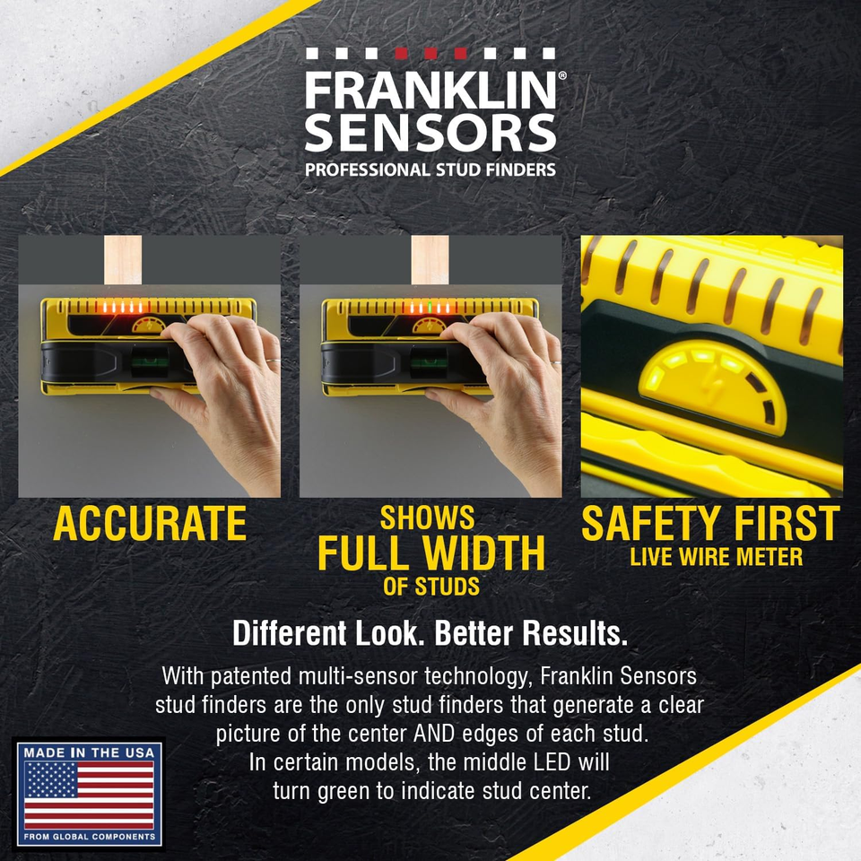 Prosensor M210 Stud Finder with 13-Sensors, Wood & Metal Stud Detector ...