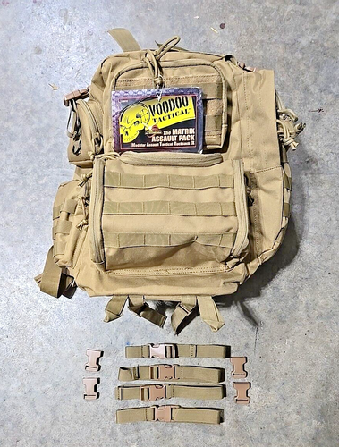 Voodoo Tactical Matrix Assault Pack Rucksack FDE Coyote Lots of Pockets ...