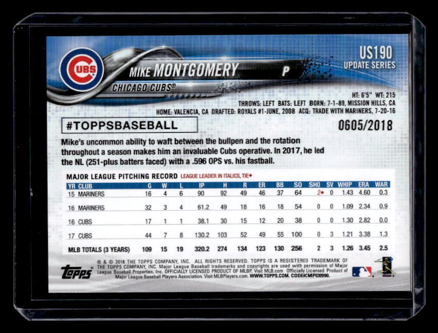 2018 Topps Update Gold Mike Montgomery /2018 #US190 | eBay