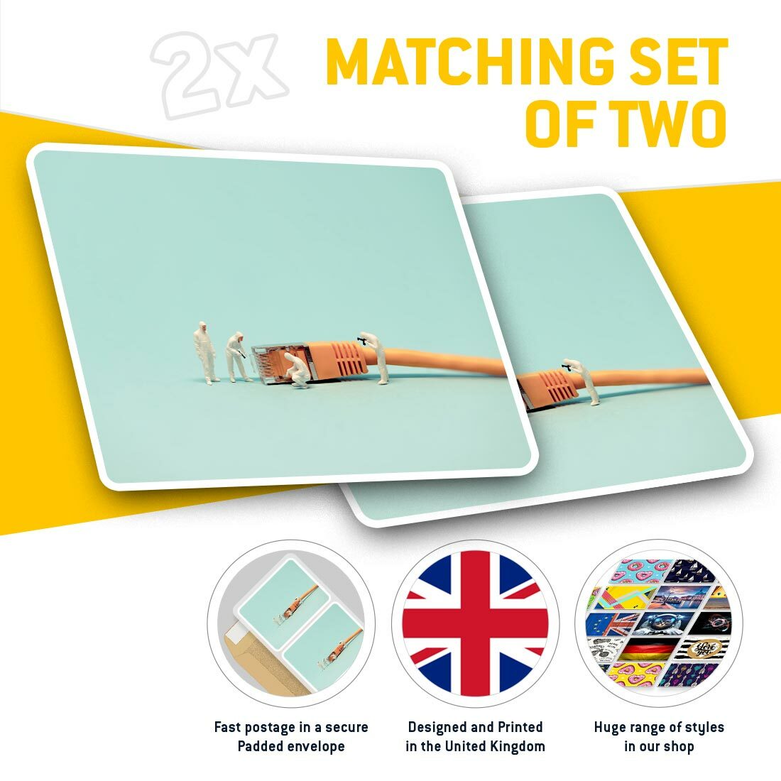 2 x Rectangle Stickers 7.5 cm - Funny Networking Cable Computer Cool ...