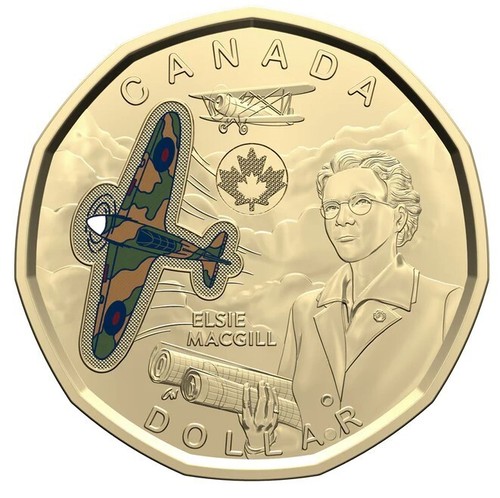 2023 CANADA 1 ONE DOLLAR ELSIE MACGILL COLOUR BRILLIANT UNCIRCULATED ...