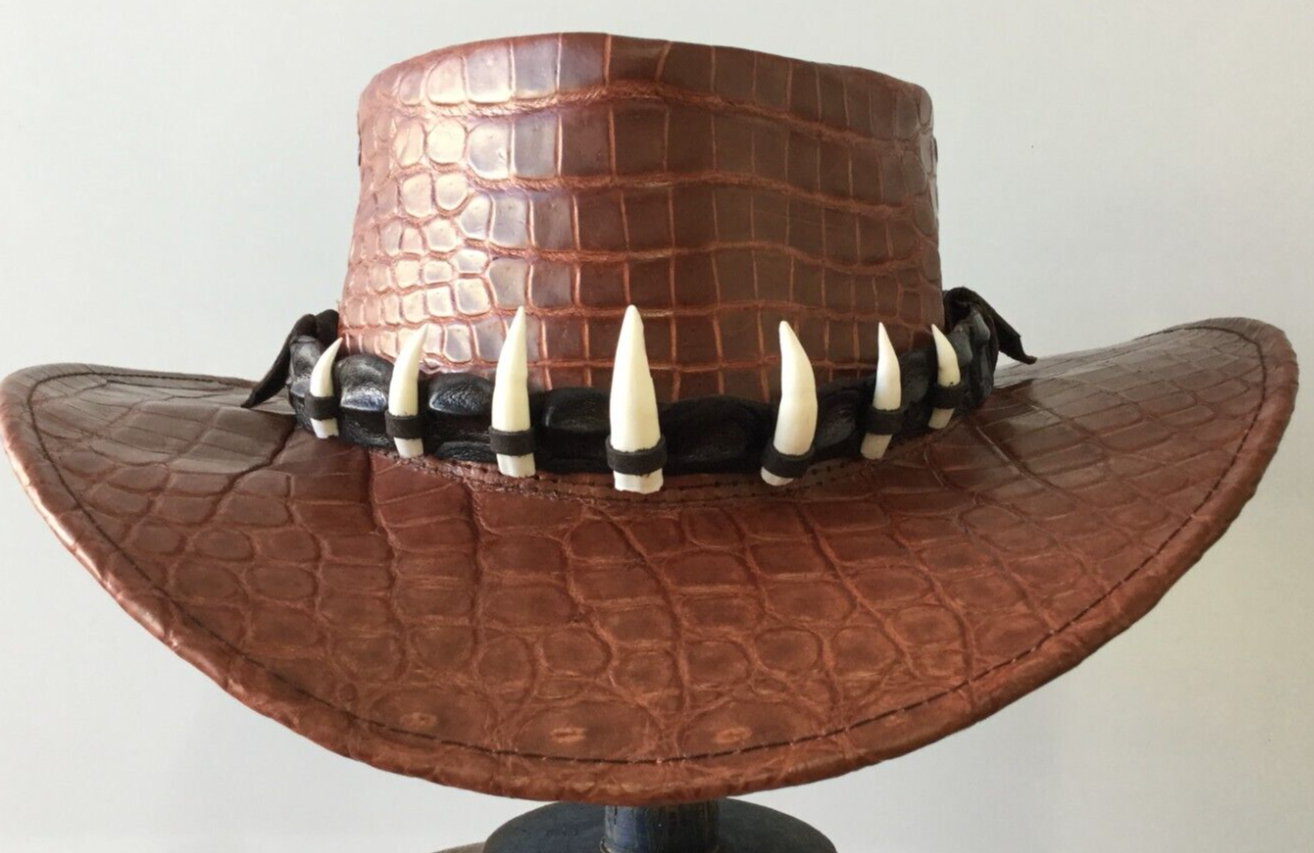 Crocodile and real Teeth hatband Australian made Dundee HAT EXTRA CITES ...