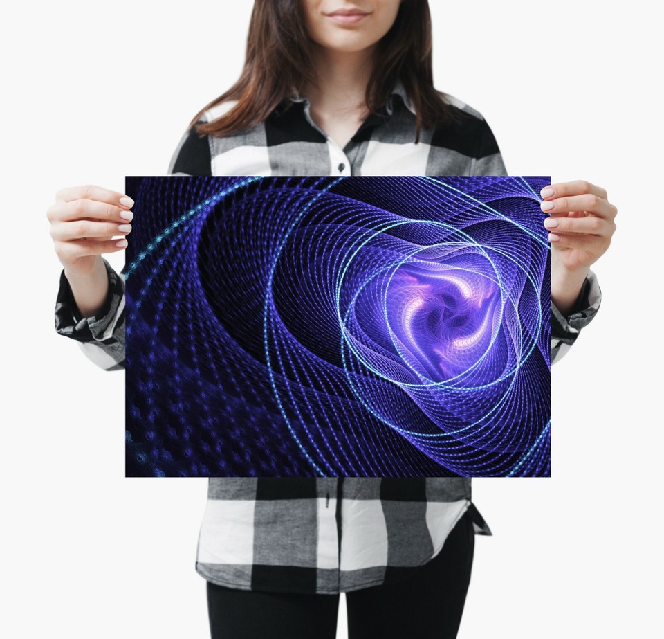 A4| Neon Purple Vortex Poster Size A4 Spiral Swirl Infinite Poster Gift ...
