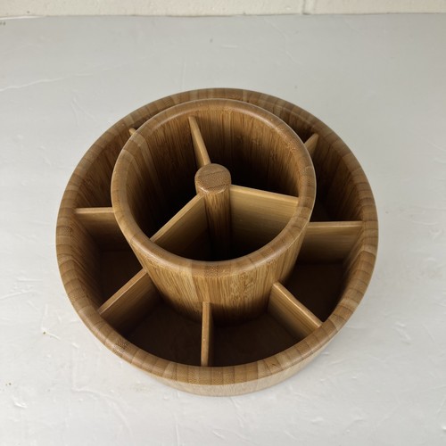 Pampered Chef Bamboo Turnabout Tool Caddy Lazy Susan Organizer | eBay