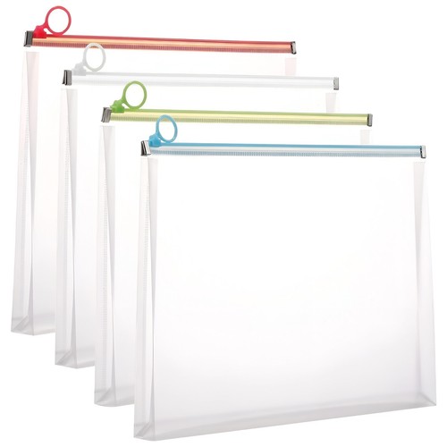 12 PCS A4/A5/A6 Plastic Wallet Zip Lock Bags File Document Pocket Paper ...