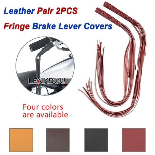 2X Leather Motorcycle Handlebar Clutch Brake Lever Cover Tassel Fringe ...