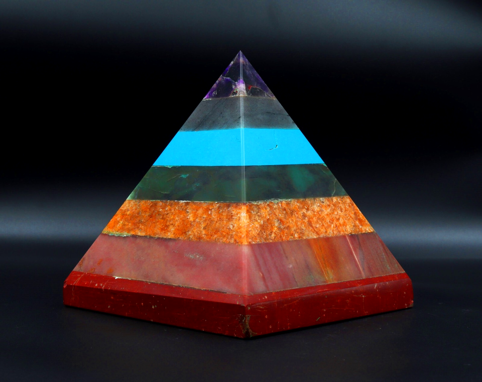 140MM Seven Chakra Gemstone Pyramid Natural Healing Egyptian Spiritual ...