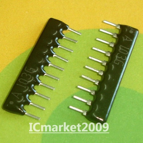 50 PCS A10-103G 10K ohm 10KR 10K 9 Commoned Resistor Network Array 10 ...