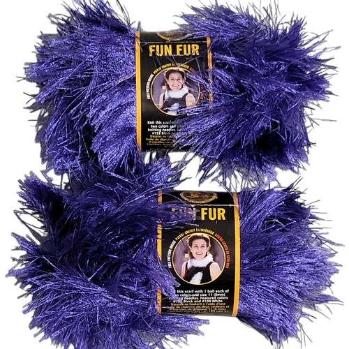 Lot of 2 Skeins Lion Brand Fun Fur Eyelash Yarn Purple Violet Color 191 ...