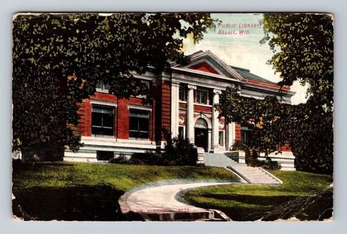 Beloit WI-Wisconsin, Public Library, Antique, Vintage c1909 Postcard | eBay