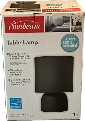 Sunbeam Sleek Modern 9.8” Black Metal LED Light Table Lamp | eBay