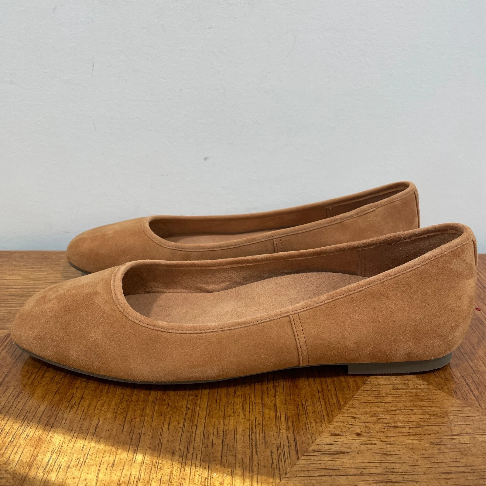 Vionic Orinda Ballet Flat Womens 9 Brown Suede Square Toe Minimalist ...
