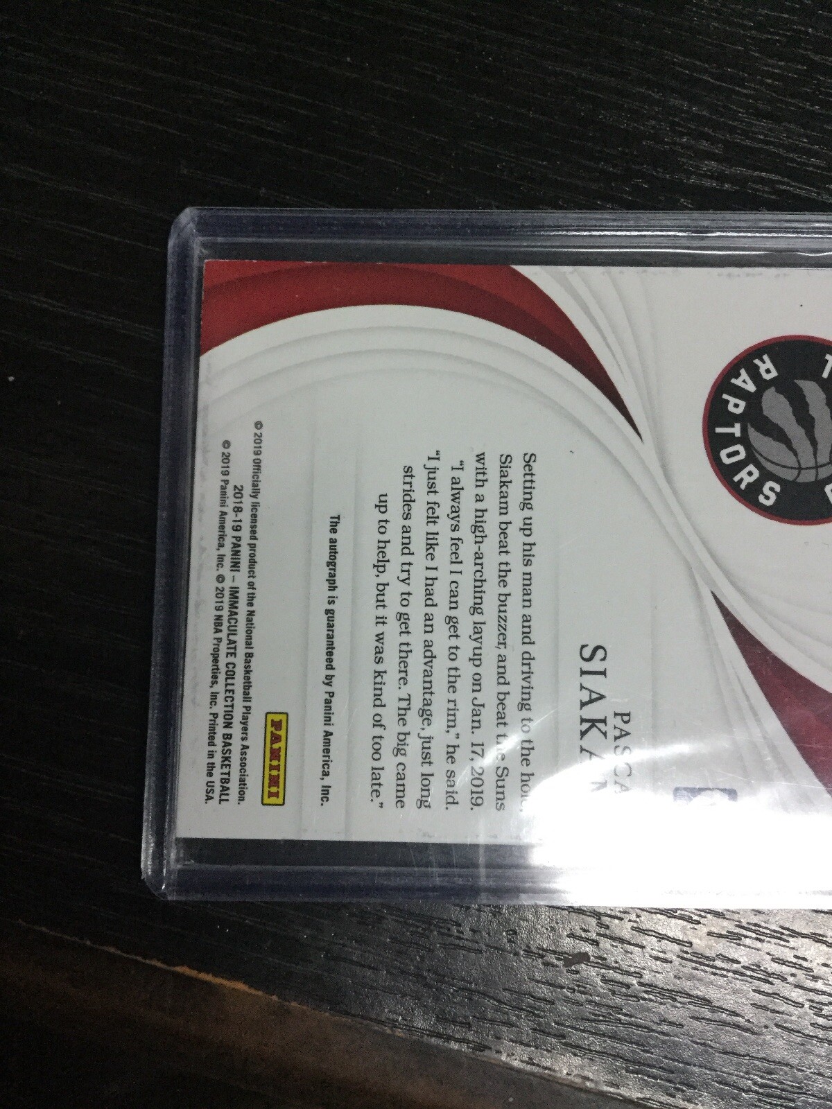 2018-19 Panini Immaculate Collection - Immaculate Moments Pascal Siakam ...