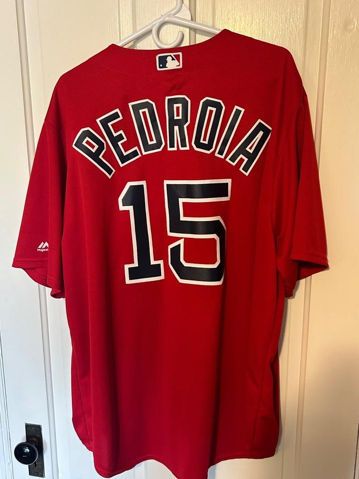 Boston Red Sox #15 Pedroia Red Jersey Majestic Men's 2XL Coolbase ...